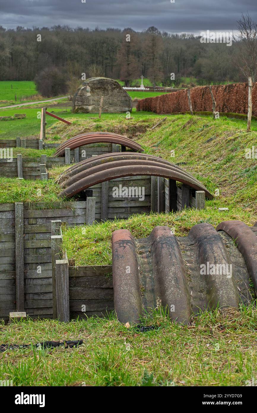 Reconstructed World War One trench with elephant shelters made of ...