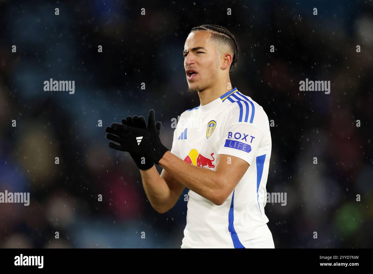 Leeds United's Mateo Joseph applauds the fans after the Sky Bet ...