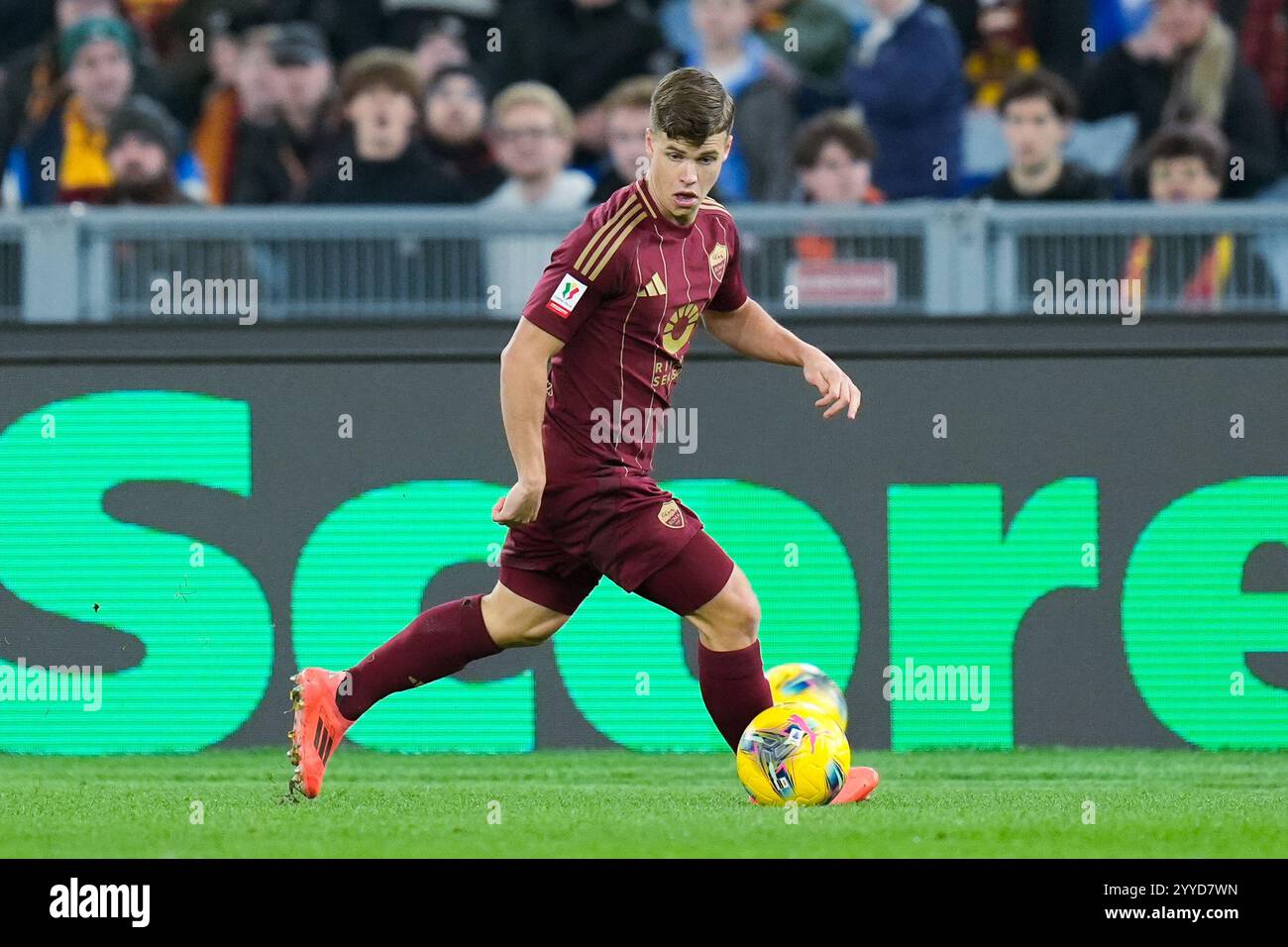 Rome, Italy. 18th Dec, 2024. Samuel Dahl of AS Roma during the Coppa ...