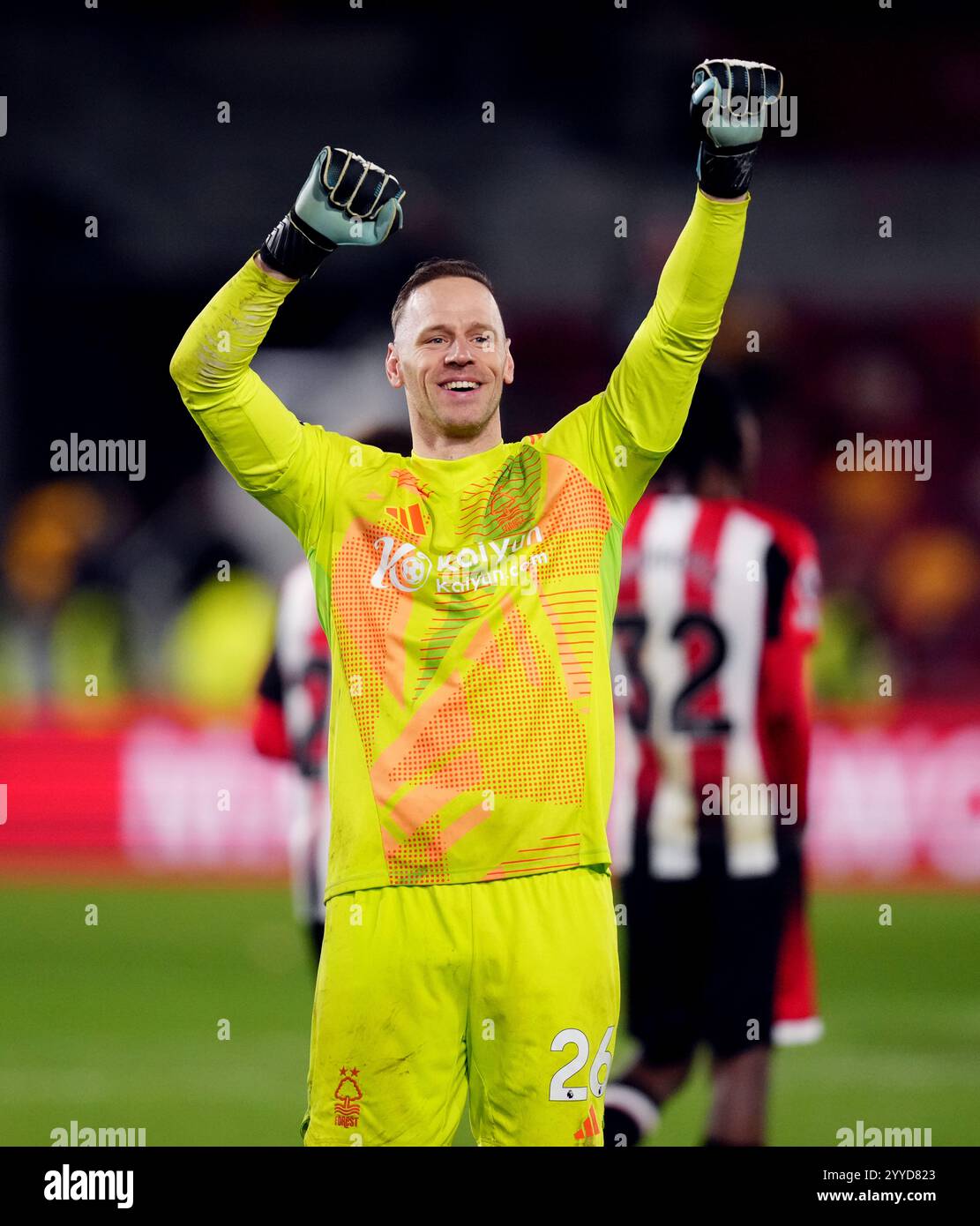 Nottingham Forest goalkeeper Matz Sels celebrates following the Premier ...