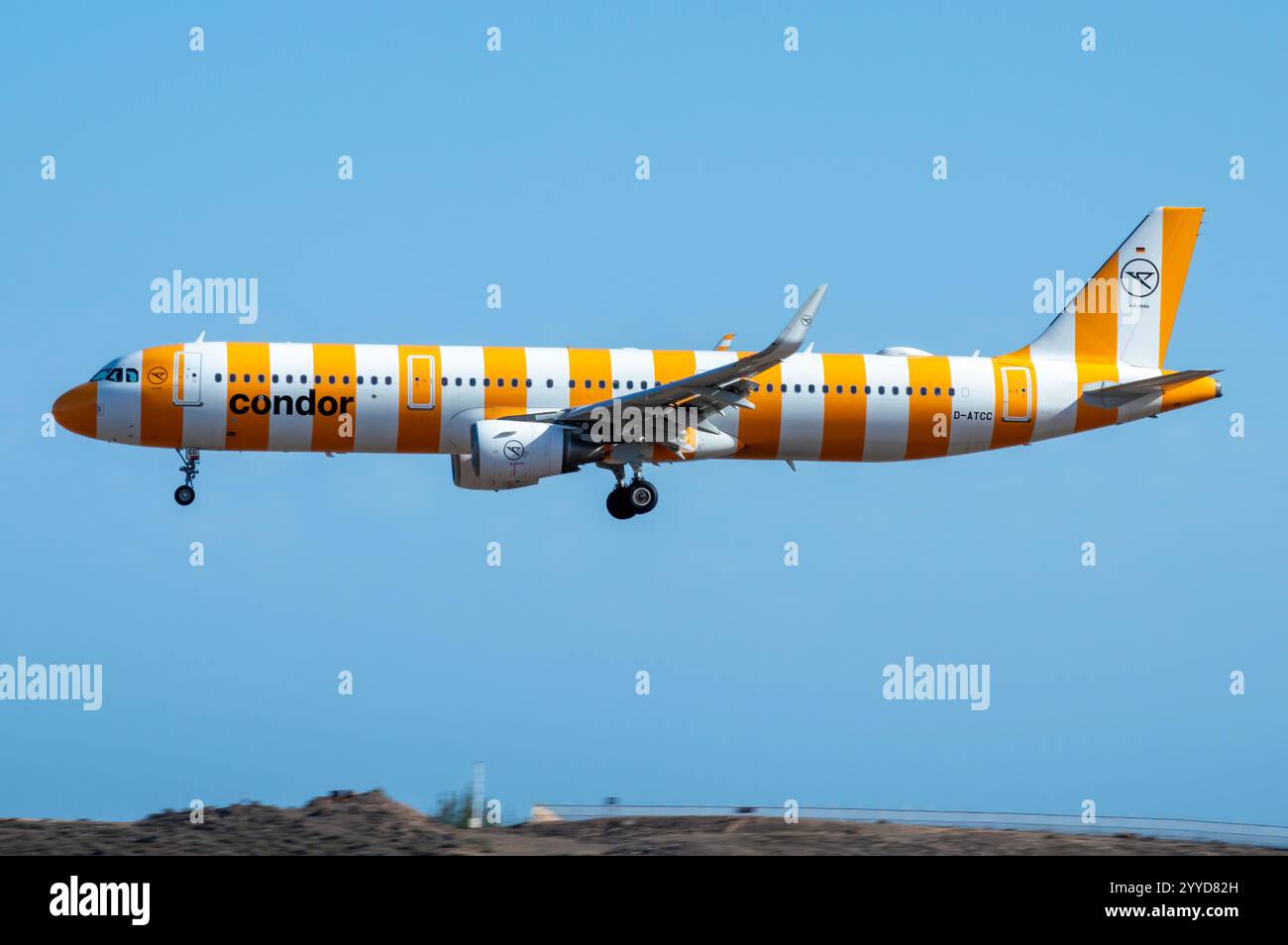 Condor airline Airbus A321 airliner with Yellow Sunshine Livery ...