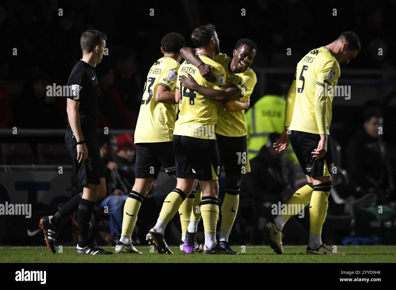 Northampton, England. 21st Dec 2024. Danny Hylton celebrates with his ...