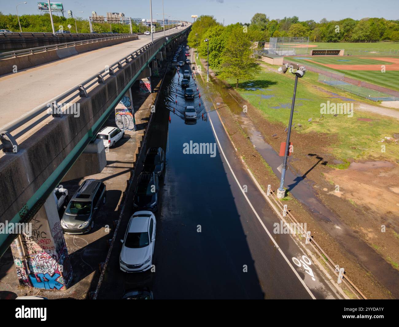 April 23 2023. An Aerial Photograph of Flooding at FDR Park Caused by ...