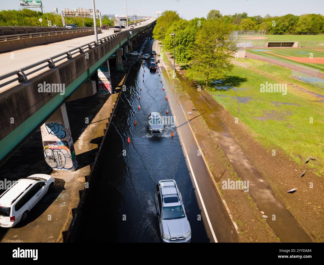 April 23 2023. An Aerial Photograph of Flooding at FDR Park Caused by ...