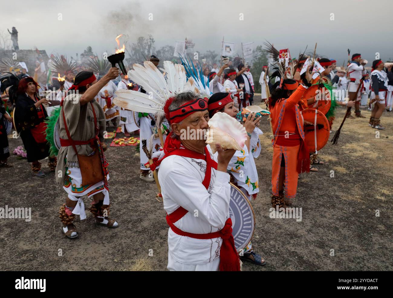 Mexico City, Mexico. 21st Dec, 2024. Dancers on the Cerro de la ...