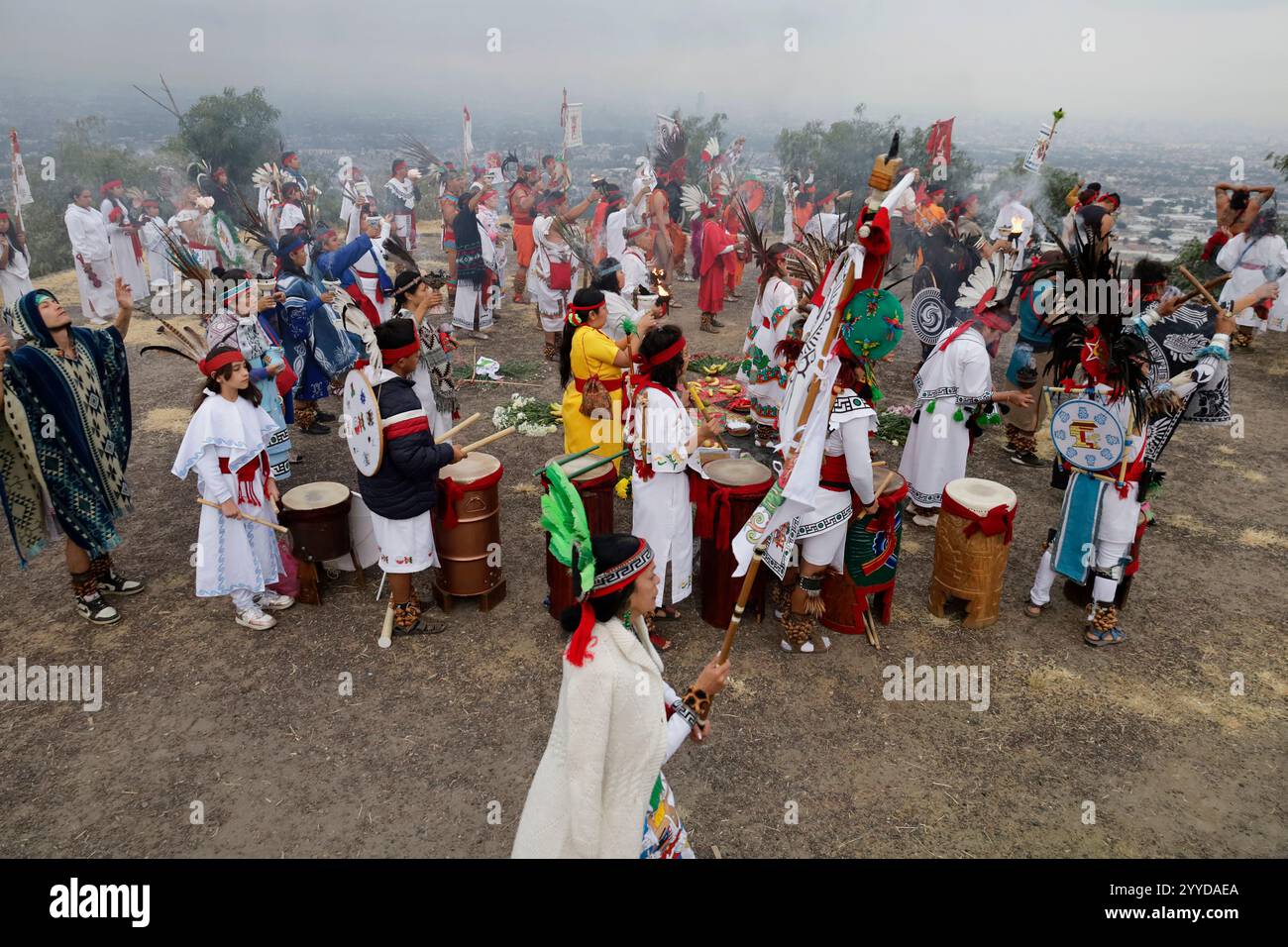 Mexico City, Mexico. 21st Dec, 2024. Dancers on the Cerro de la ...