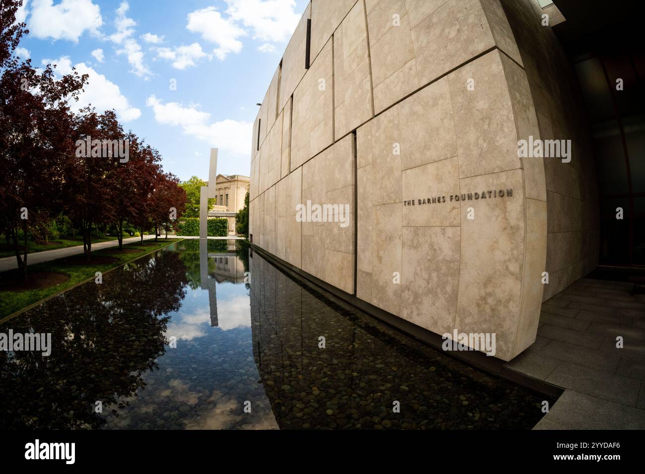 June 13 2023. An exterior view of the Barnes Foundation gardens, cherry ...