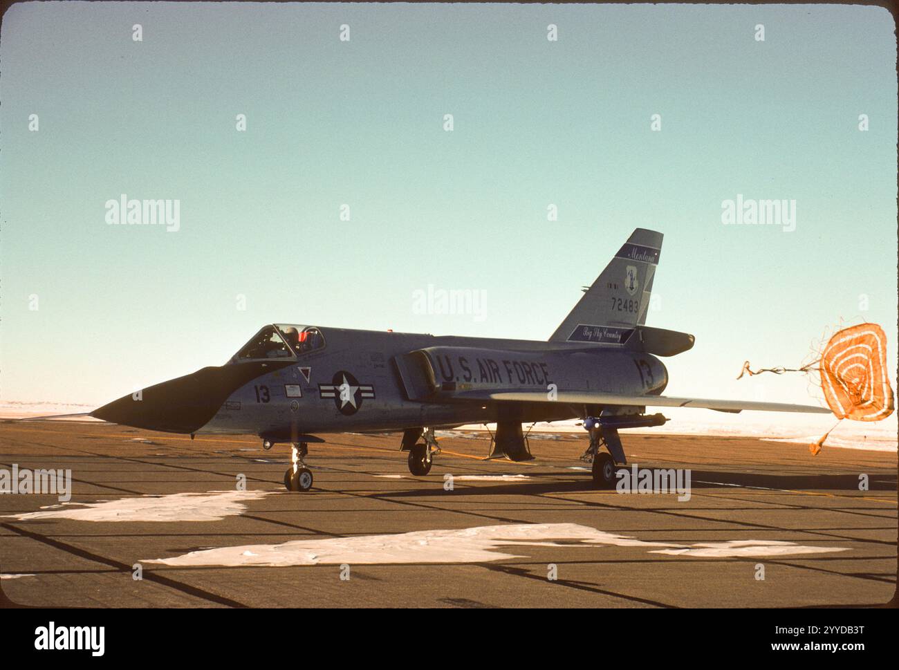 Drag chute risers undulate as chute flies through the air after being ...