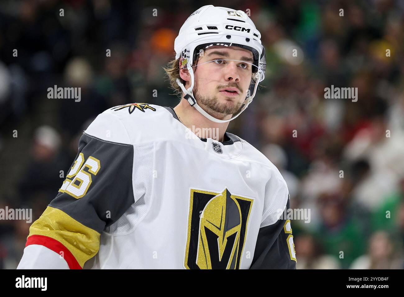 Vegas Golden Knights right wing Alexander Holtz (26) looks on during ...