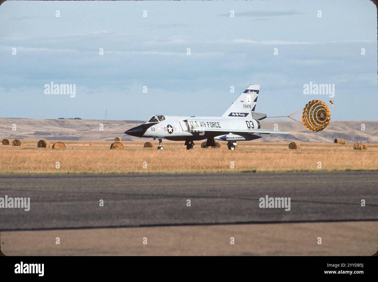 This F-106A is at the end of its landing roll and the pilot is waiting ...