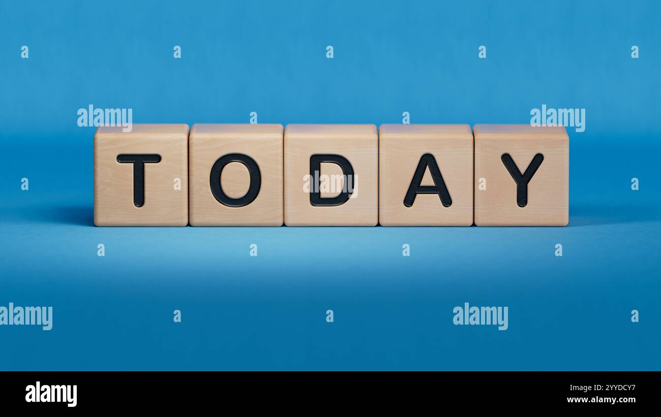 Today word made of wood background. Today sign, current day concept ...