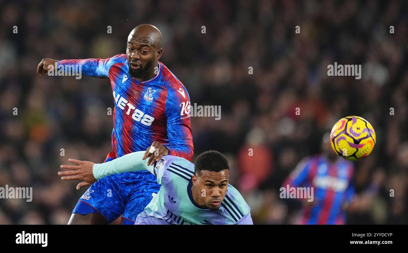 Arsenal's Gabriel (right) and Crystal Palace's Jean-Philippe Mateta ...