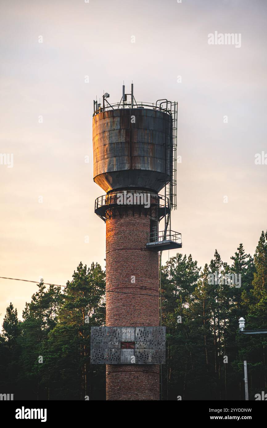 old brick water tower, a means of providing water to the population ...
