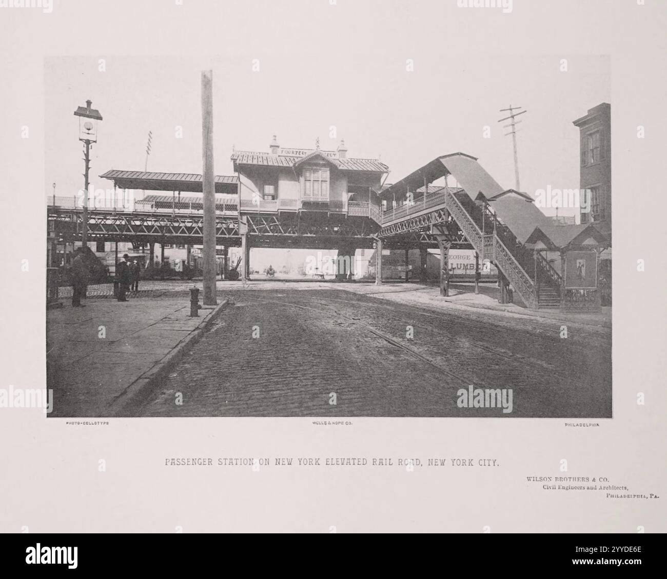 Passenger Station On New York Elevated Railroad, New York City. Archive ...
