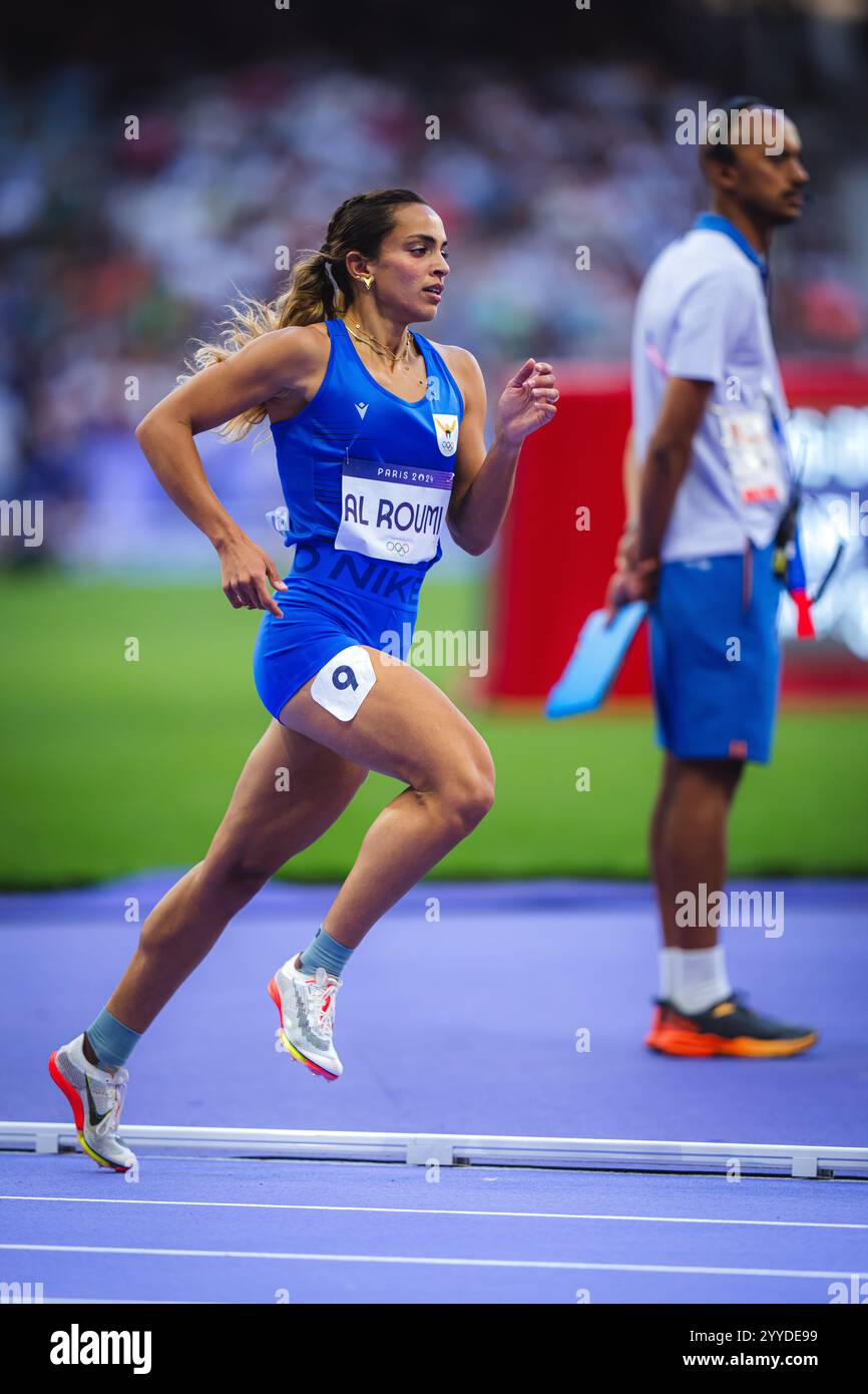 Amal al-Roumi participating in the 800 meters at the Paris 2024 Olympic ...