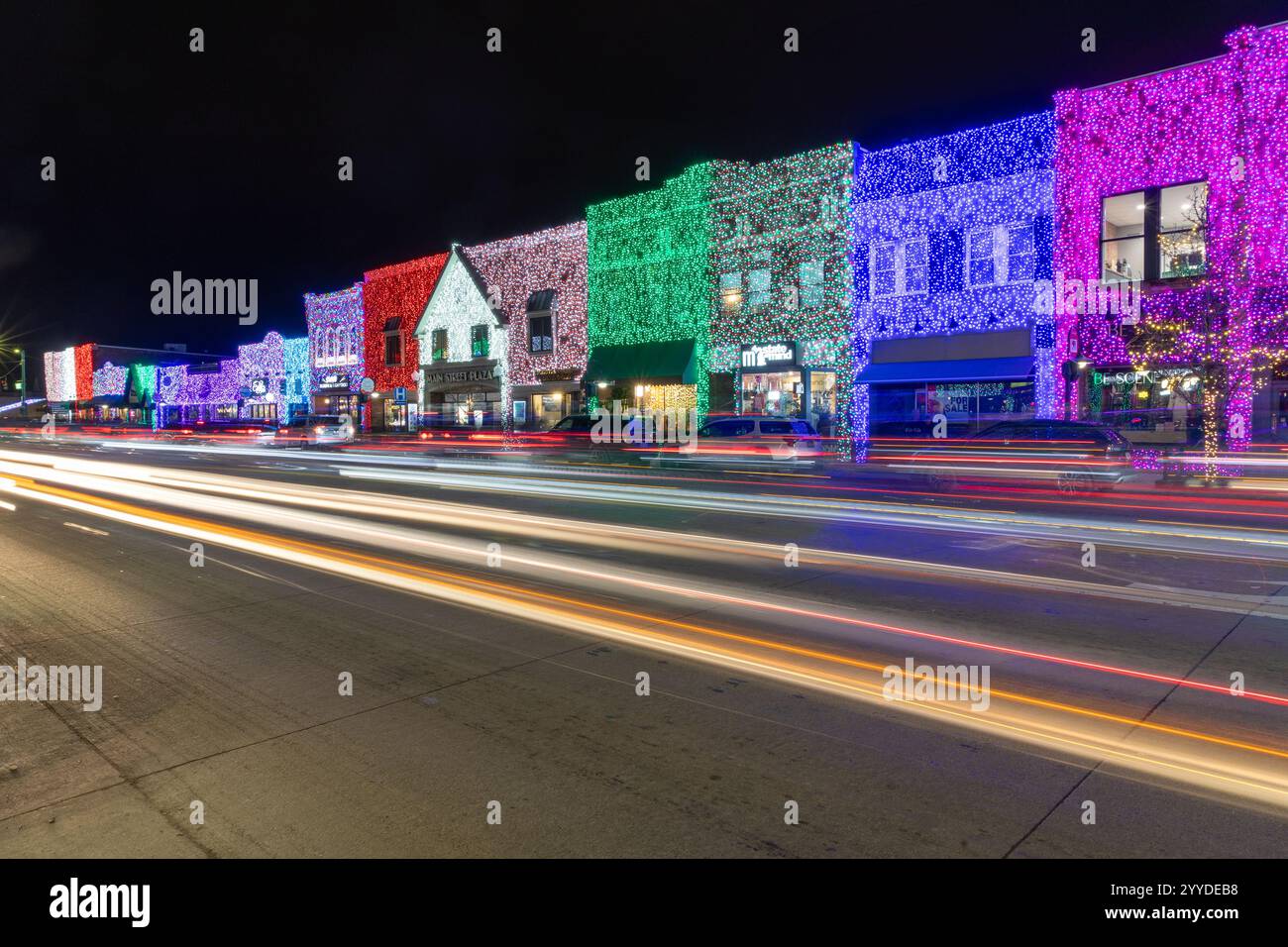 Rochester, MI - December 17 2024: Christmas lights in downtown ...