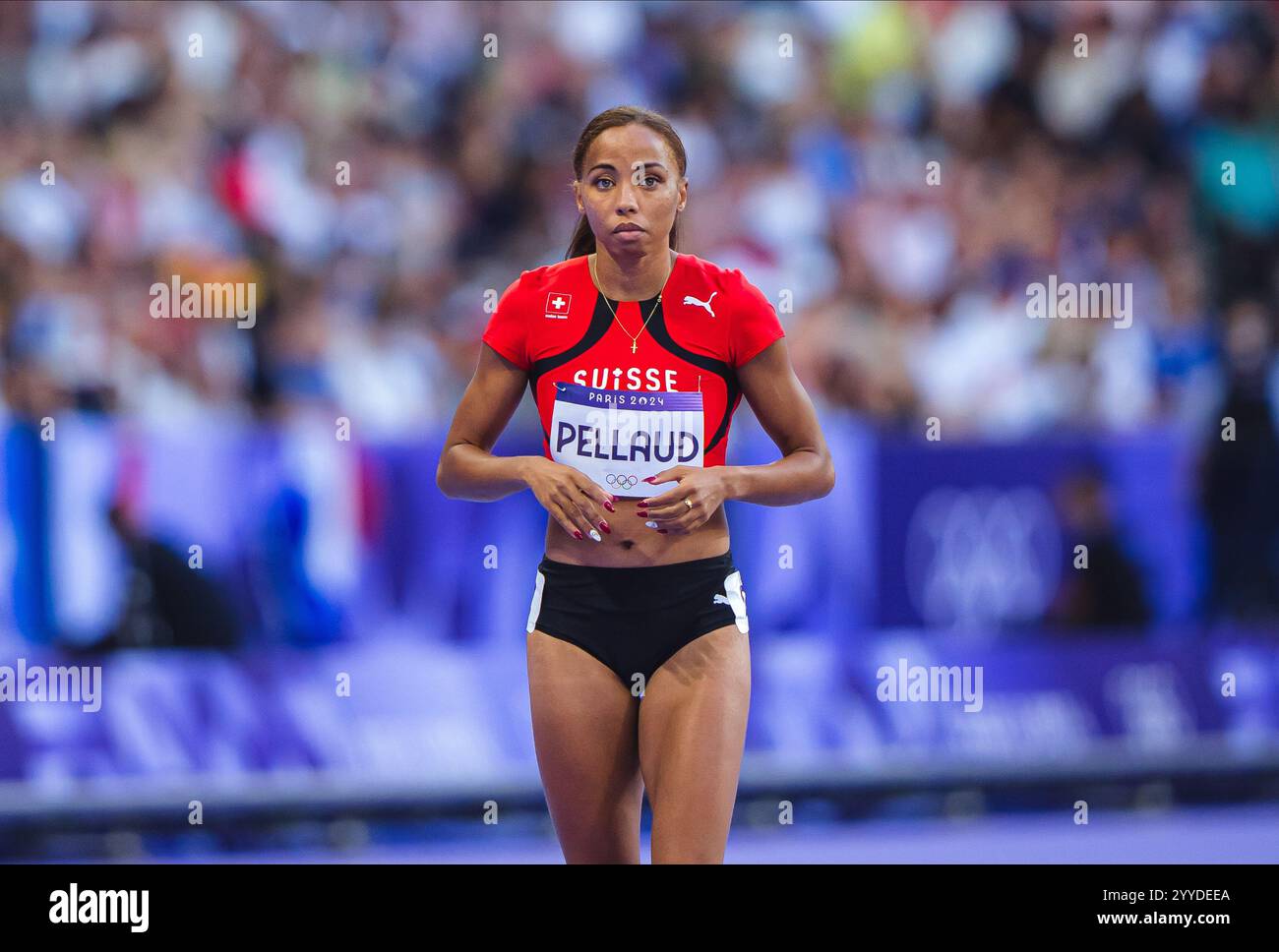 Rachel Pellaud participating in the 800 meters at the Paris 2024 ...