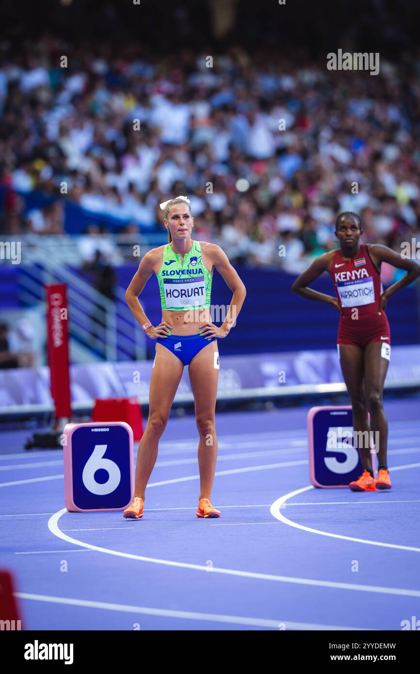 Anita Horvat participating in the 800 meters at the Paris 2024 Olympic ...
