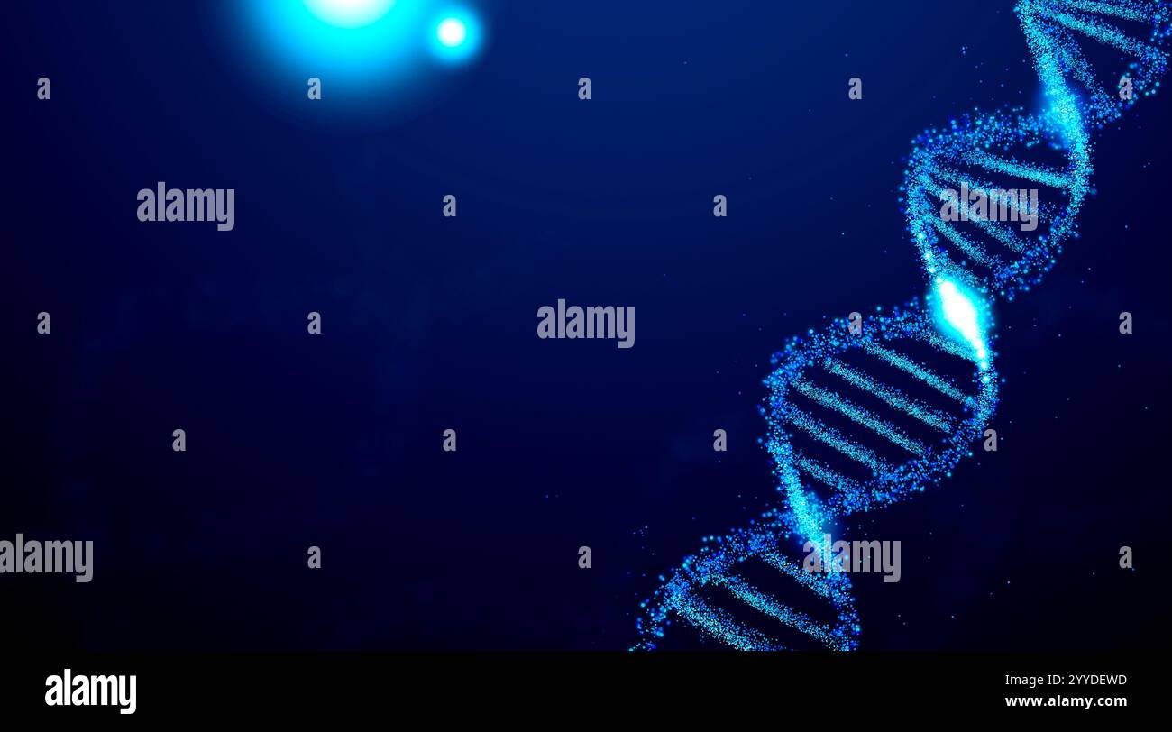 DNA double helix structure on dark blue background, illustration ...