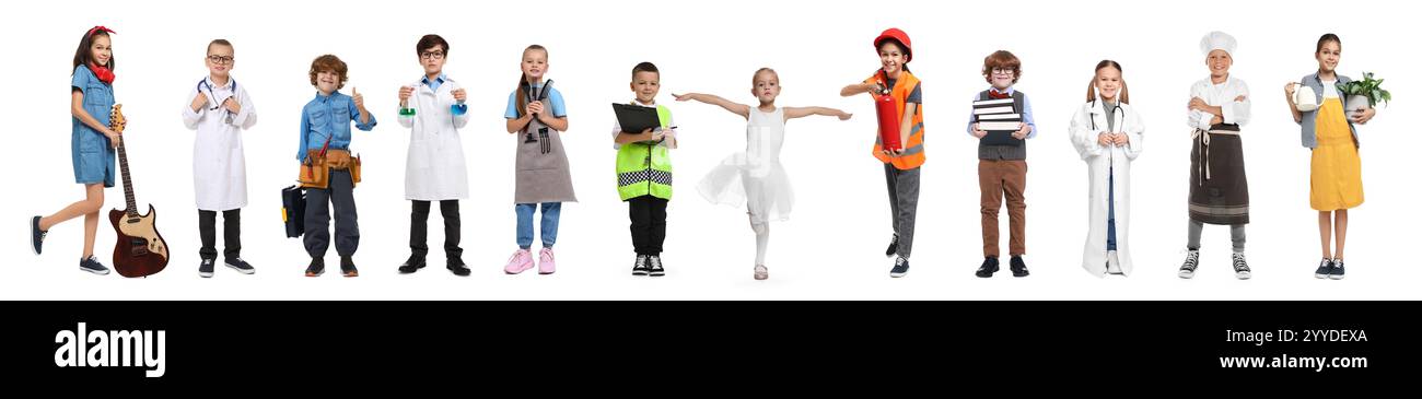Future profession. Cute children copying people from different ...