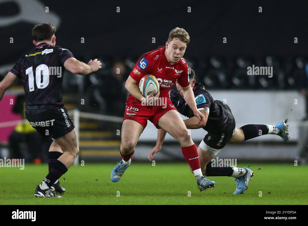 Swansea, UK. 21 December, 2024. Sam Costelow of Scarlets during the ...