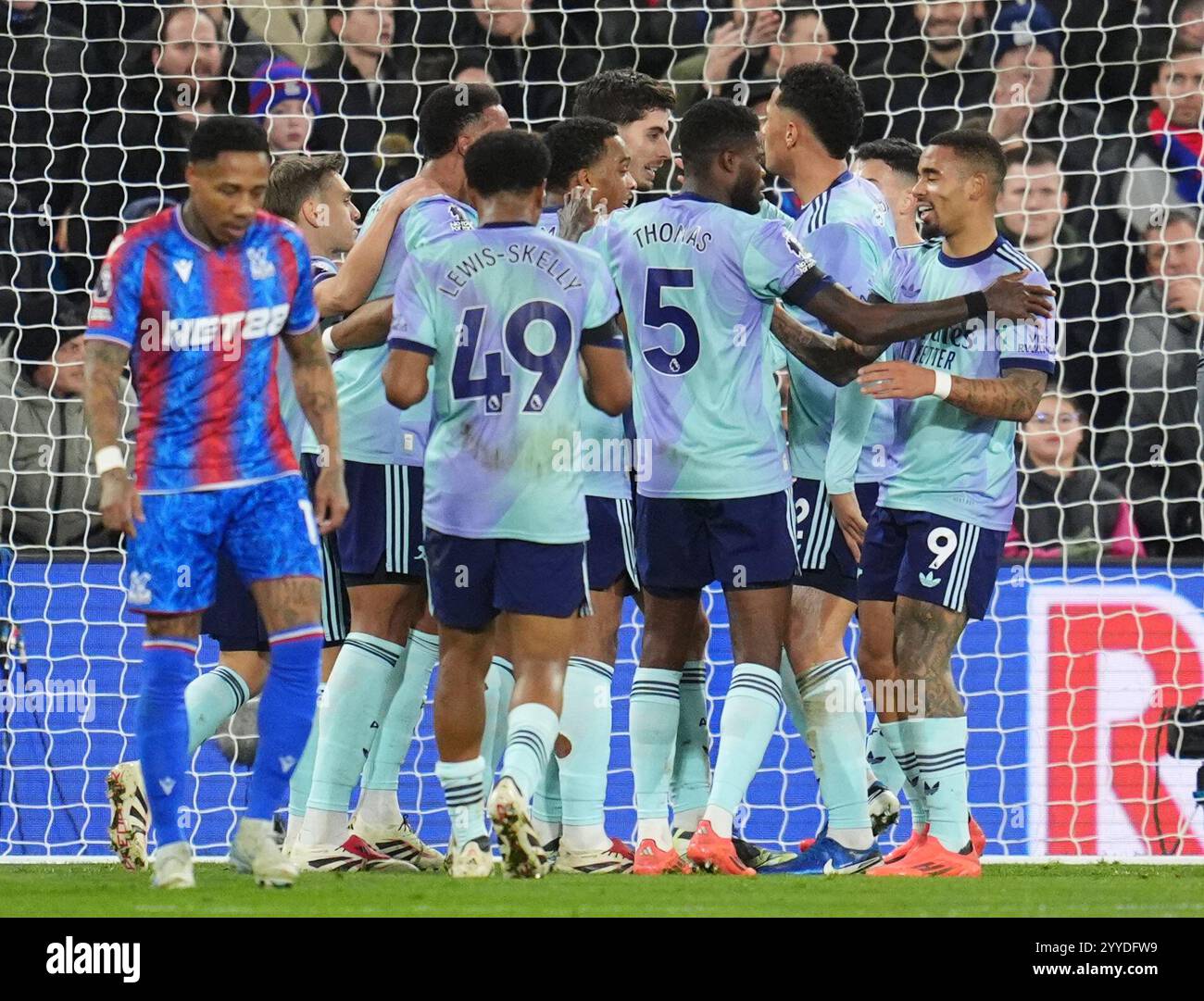 Arsenal’s Kai Havertz (centre) celebrates scoring their side's third ...
