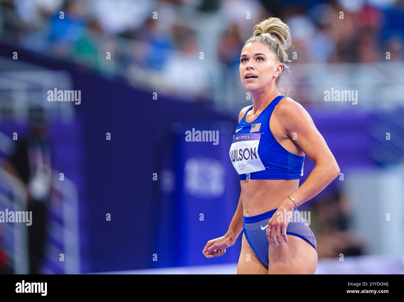 Allie Wilson participating in the 800 meters at the Paris 2024 Olympic ...