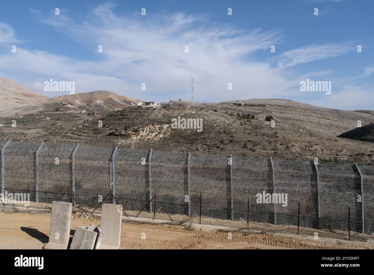 Majdal Shams, Israel. 20th Dec, 2024. A view of the Israeli fence on ...