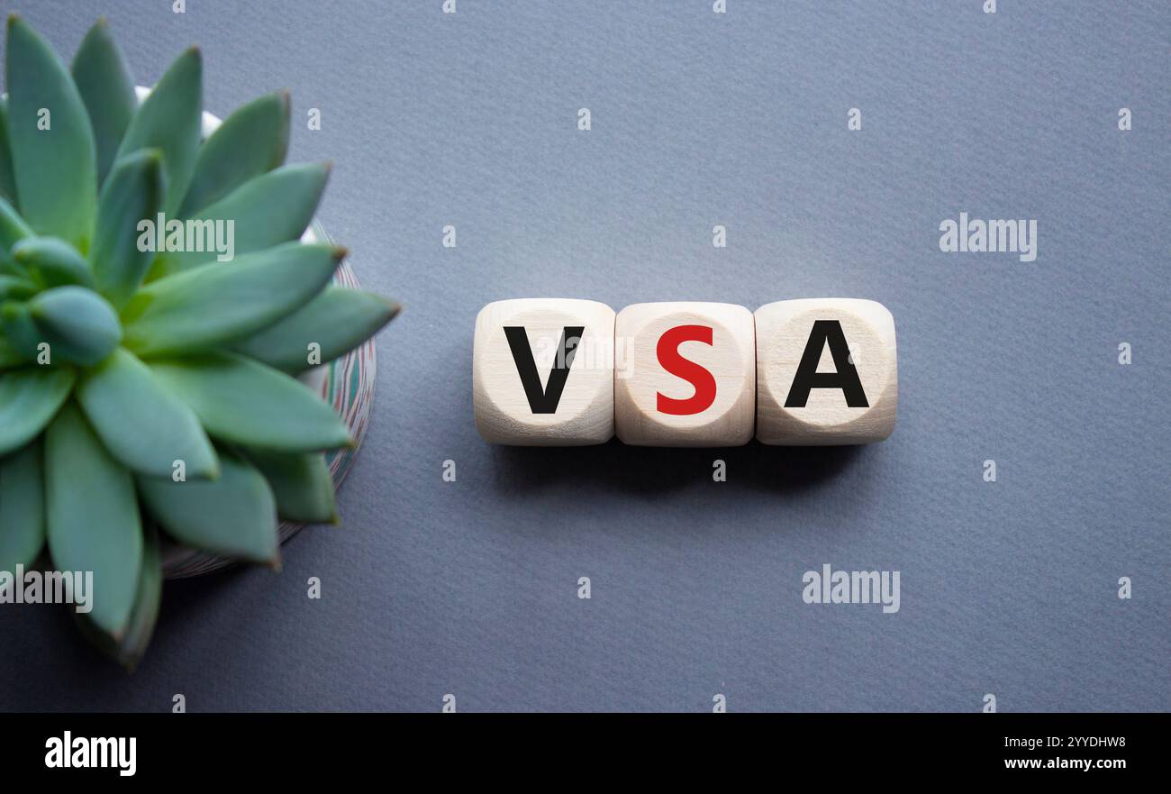 VSA - Volume Spread Analysis symbol. Wooden cubes with word VSA ...