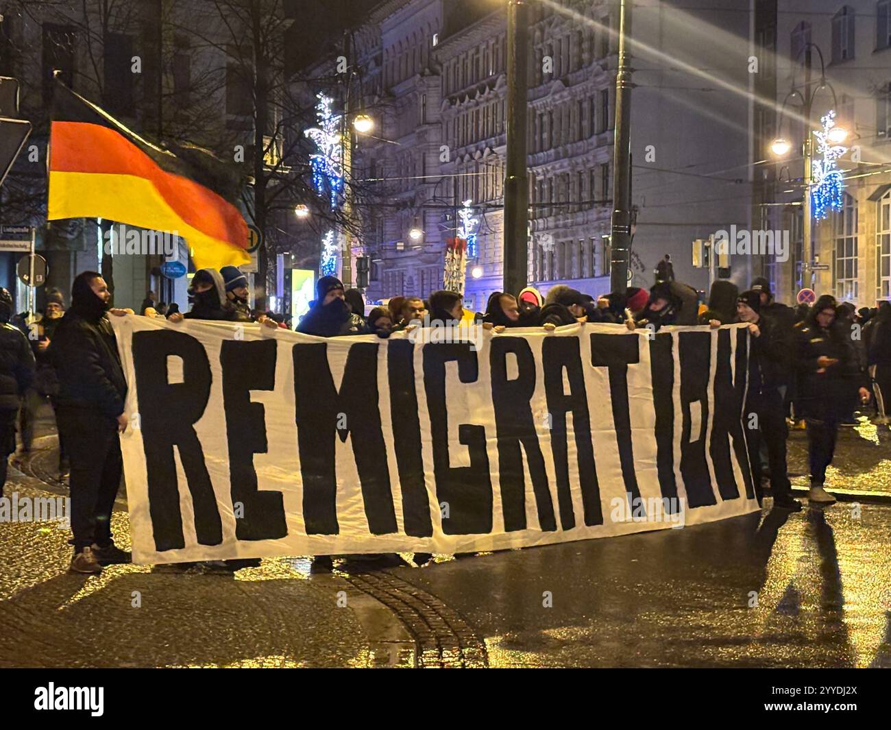 Magdeburg, Germany. 21st Dec, 2024. "Remigration" is written on a ...