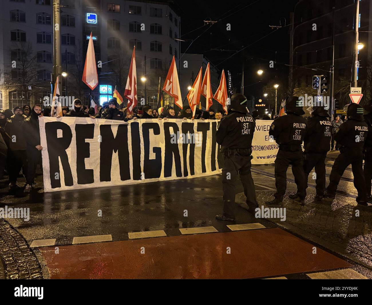 Magdeburg, Germany. 21st Dec, 2024. "Remigration" is written on a ...