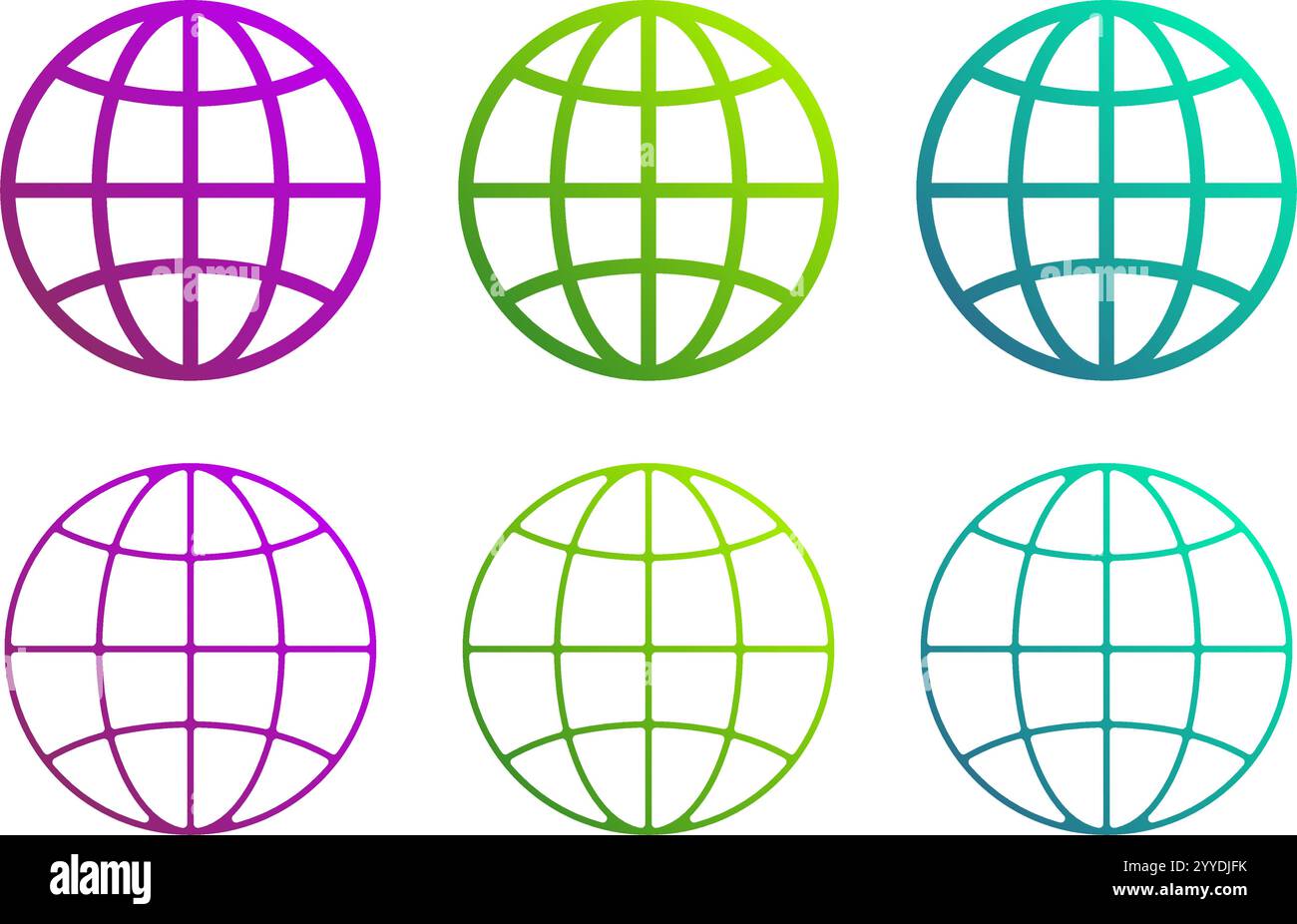 Colorful globe icons for travel and connectivity. Vector illustration ...