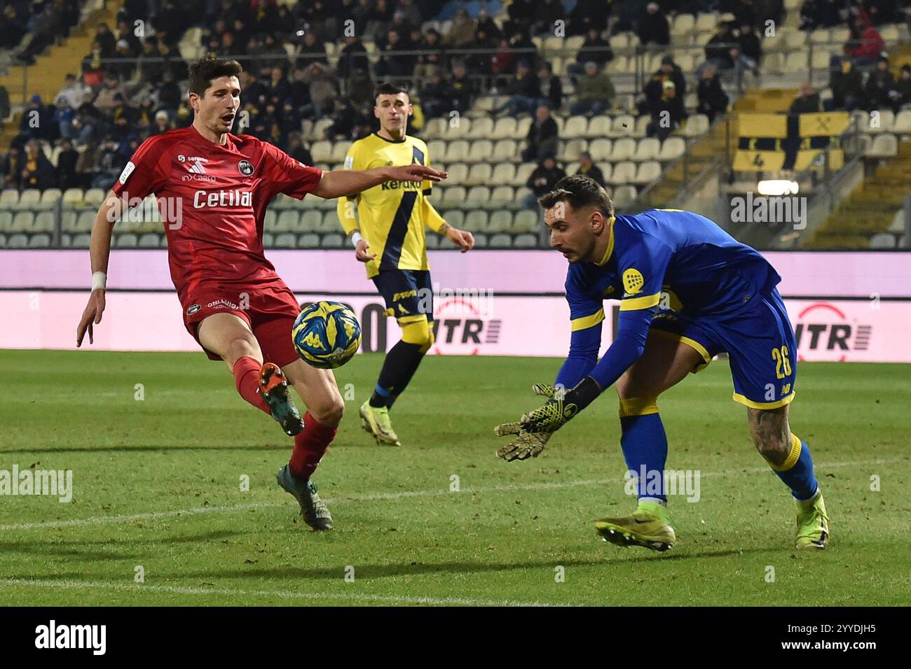 Modena, Italy. 21st Dec, 2024. Stefano Moreo (Pisa) opportunity during ...