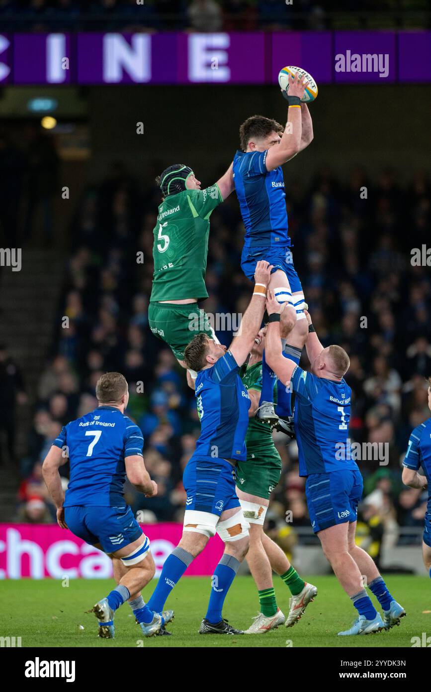 Dublin, Ireland. 21st Dec, 2024. Darragh Murray of Connacht fights for ...