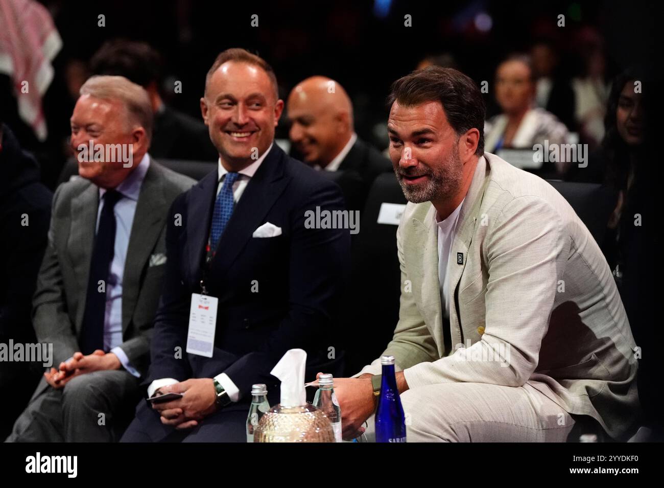 Eddie Hearn (right), Frank Warren (left) and Francis Warren (centre) at ...