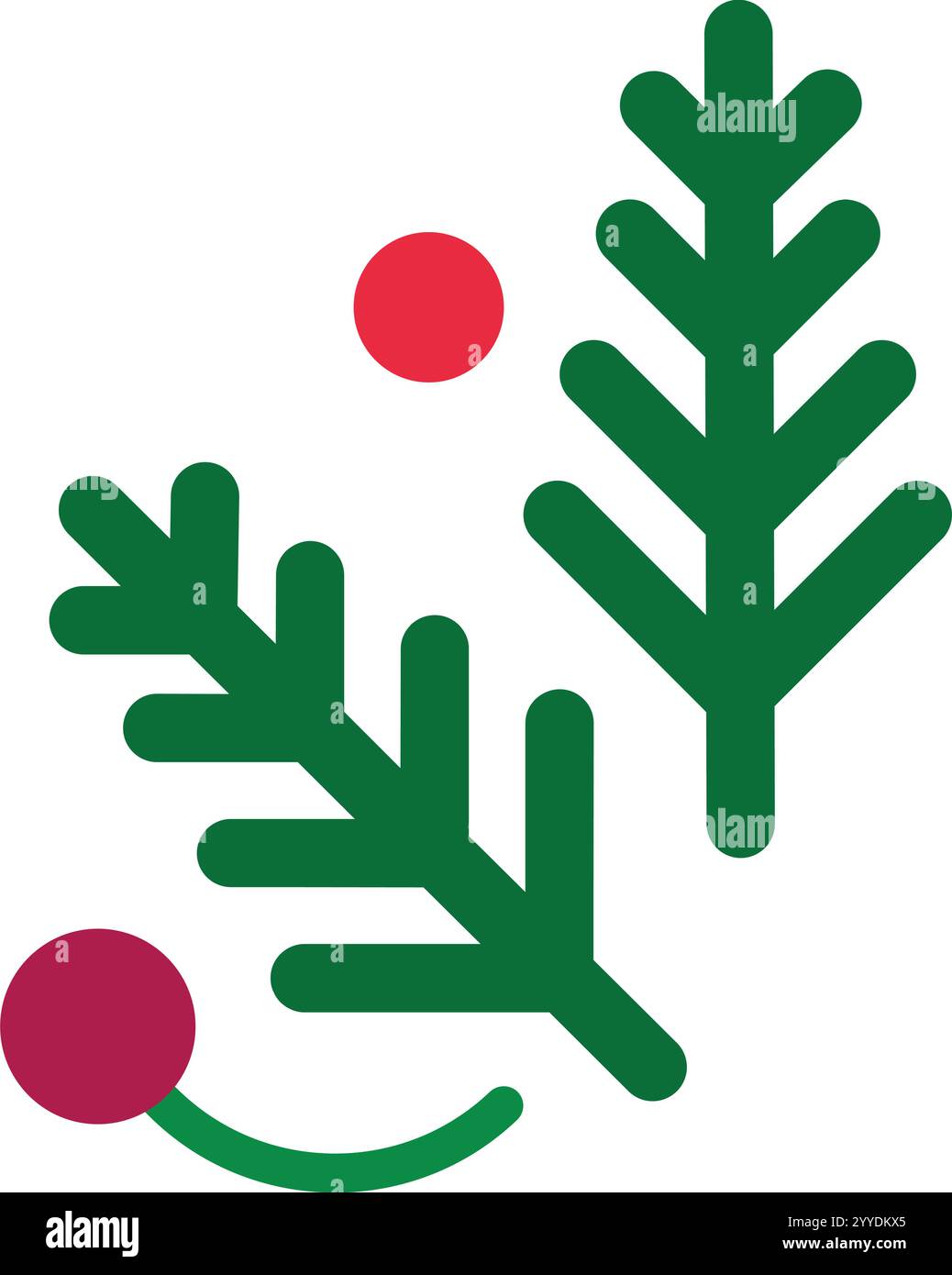 Minimalist vector illustration of two mistletoe branches with ...
