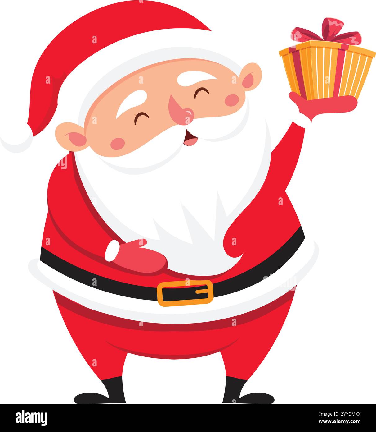 Santa Claus, dressed in traditional red attire, joyfully holding a ...