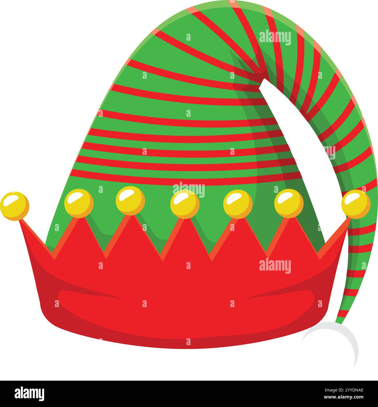 Christmas elf hat featuring vibrant red and green stripes, adorned with ...
