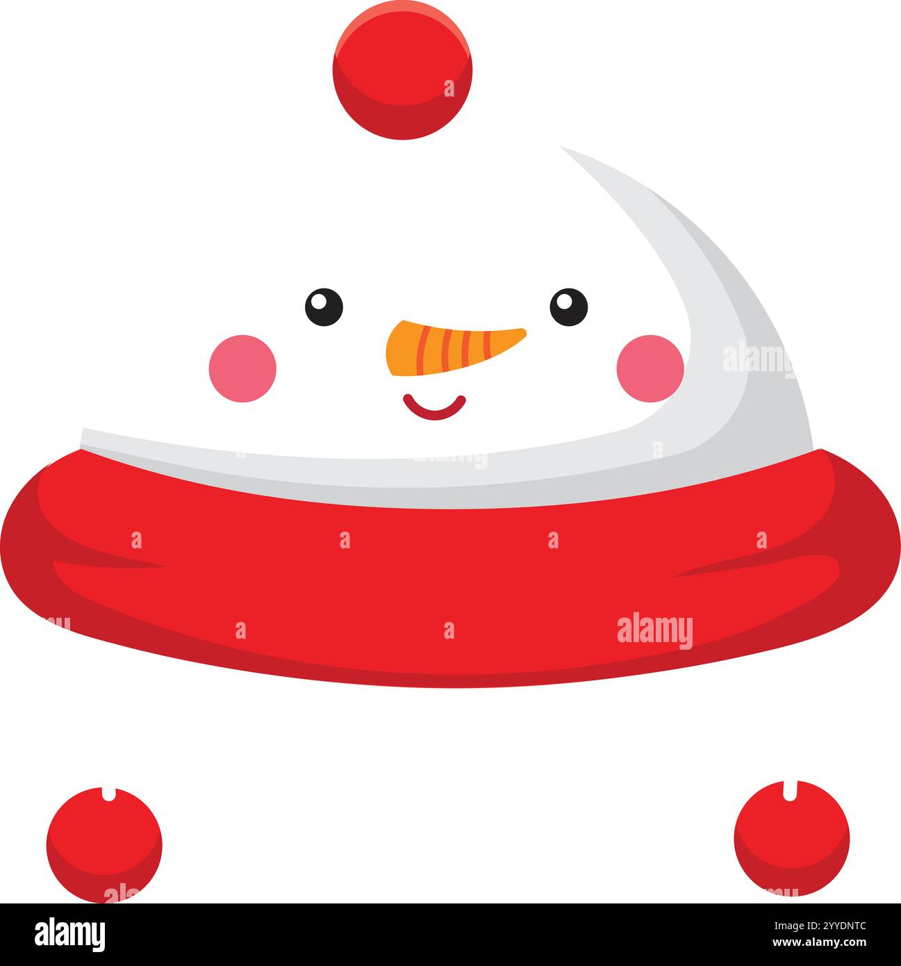 Cartoon snowman juggling red balls wearing a red scarf, smiling and ...