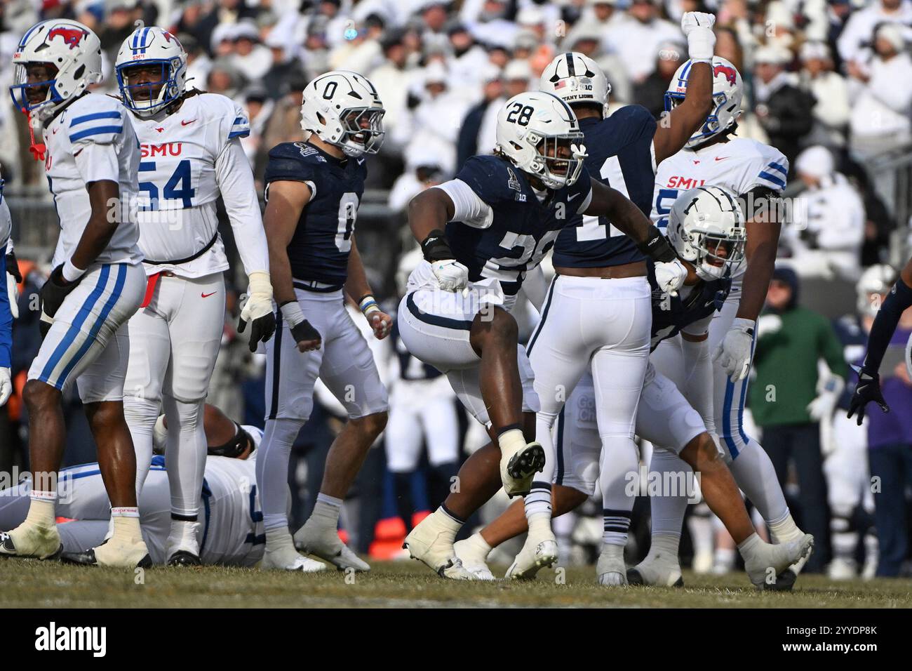 Penn State defensive tackle Zane Durant (28) celebrates a tackle ...