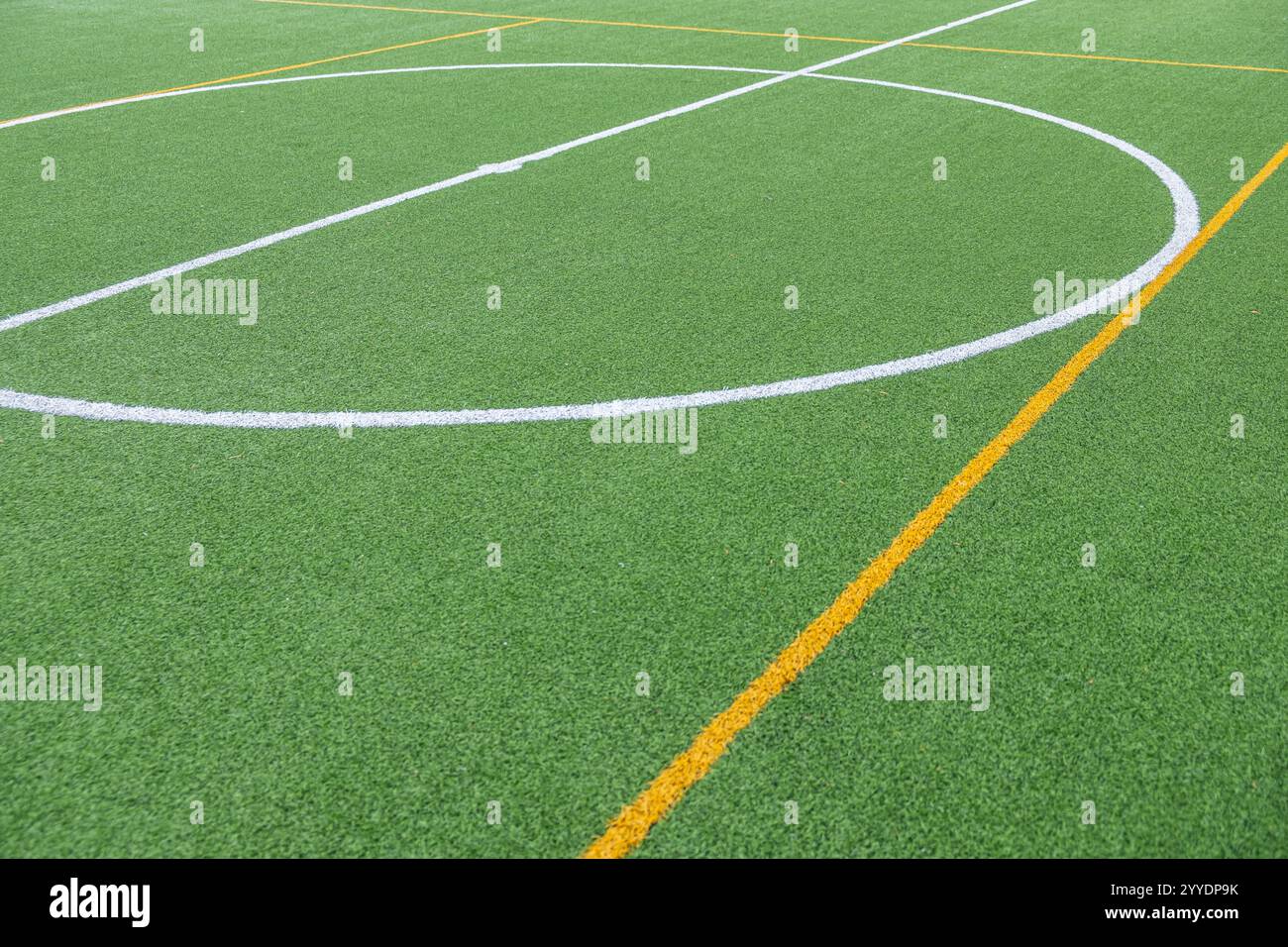 Detail of the center of an artificial grass 7-a-side soccer field Stock ...