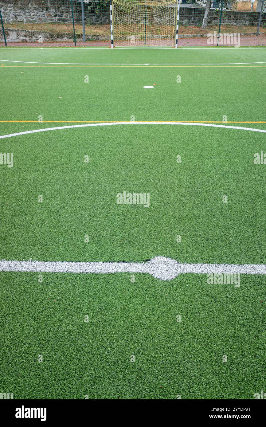 VIEW OF THE CENTER OF AN ARTIFICIAL TURF 7-A-SIDE FOOTBALL FIELD Stock ...