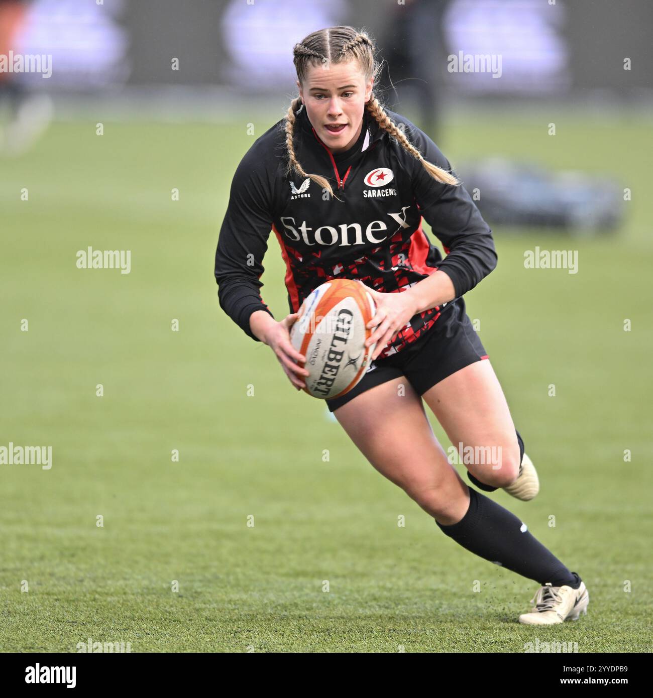 Ella Wyrwas of Saracens Women during the warm up before the Premiership ...