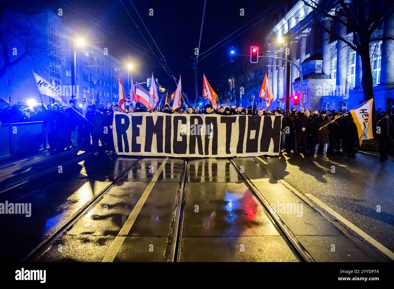 Magdeburg, Germany. 21st Dec, 2024. "Remigration" is written on a ...