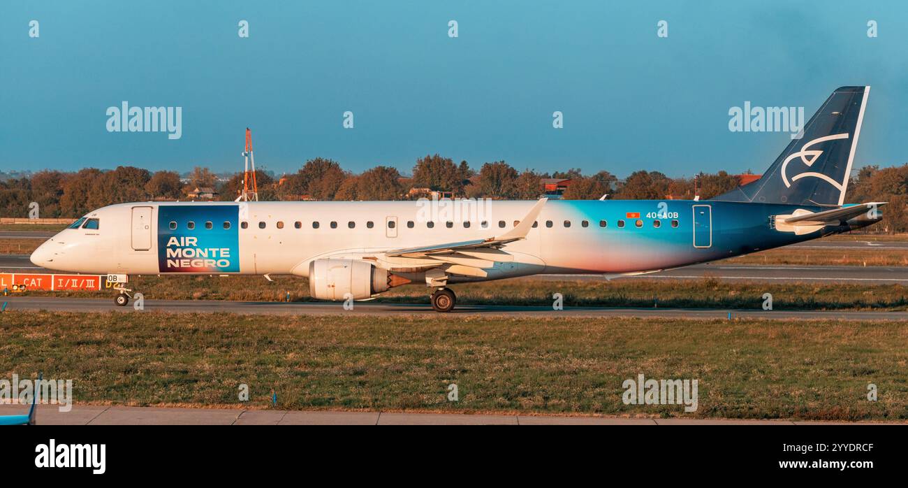21 October 2024, Belgrade, Serbia: A jet aircraft of Montenegro ...