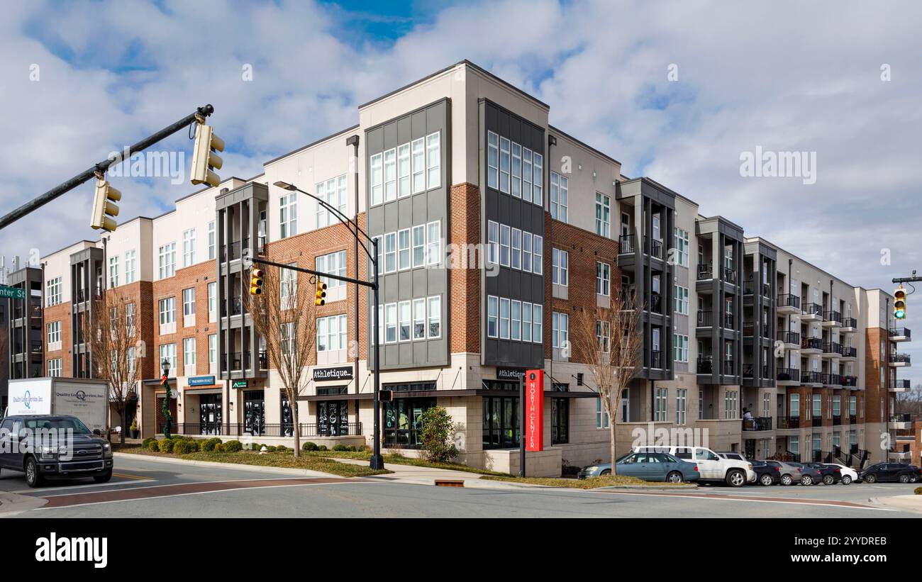 Hickory, North Carolina, USA-19 Dec. 2024: One North Center, mixed use ...