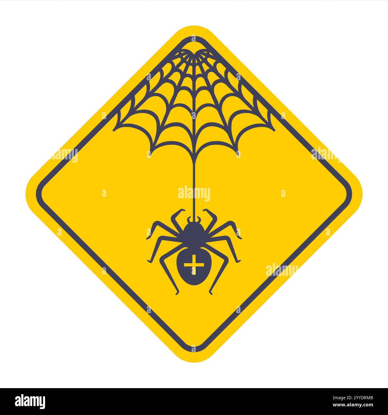 road yellow sign web with spider. insects catching Stock Vector Image ...