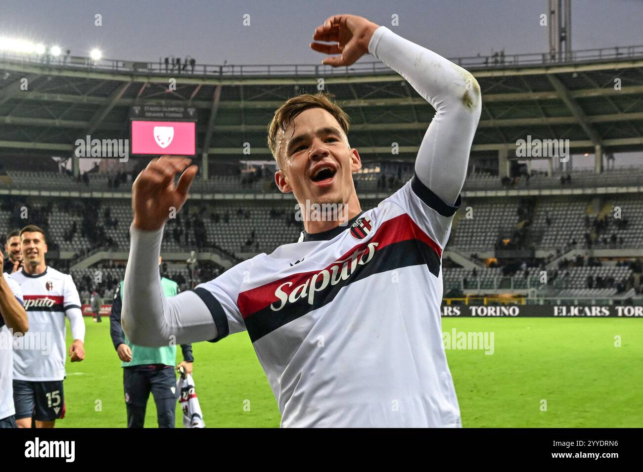 Turin, Italy. 21st Dec, 2024. Thijs Dallinga (Bologna Fc) celebrating ...
