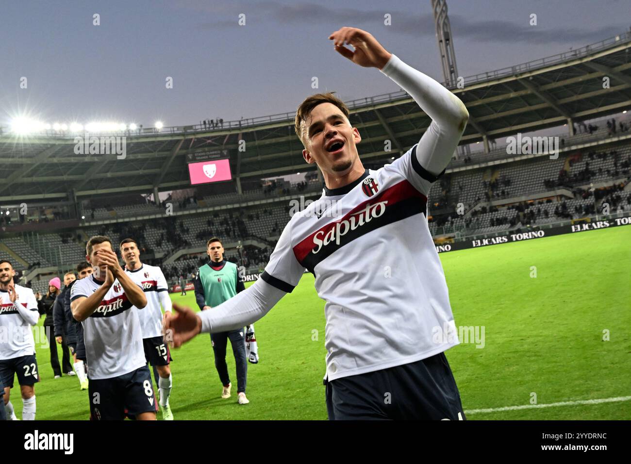 Turin, Italy. 21st Dec, 2024. Thijs Dallinga (Bologna Fc) celebrating ...