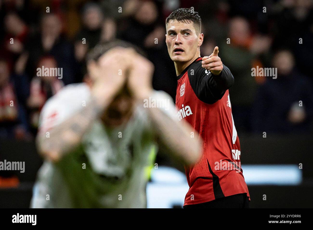 Leverkusen, Deutschland. 21st Dec, 2024. Patrick Schick (Bayer 04 Leverkusen, 14) jubelt nach ...